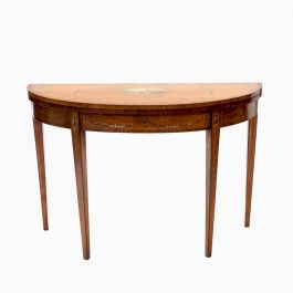 Early 19th Century Sheraton Inlaid & Hand Painted Demilune Card Table ...