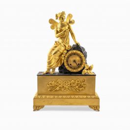 French Ormolu Bronze Mantel Clock with Winged Psyche
